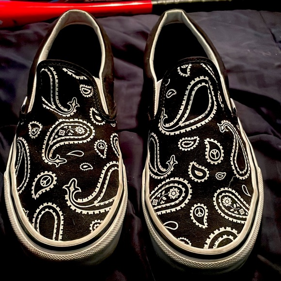 Vans | Shoes | Slightly Worn Black And White Custom Designed Vans ...